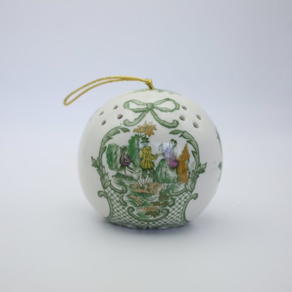Accents | Ceramic Fragrance Pomander Vintage Green Floral Garden Scene ...